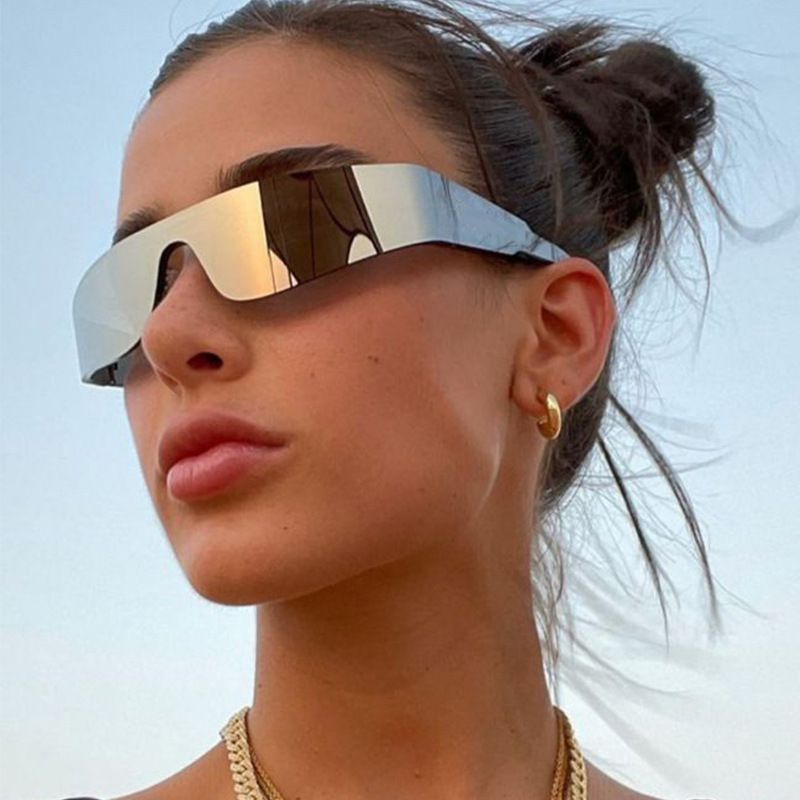 Flat Top Punk Sunglasses Women Y2K Sun Glasses Men Rimless Gradient ...
