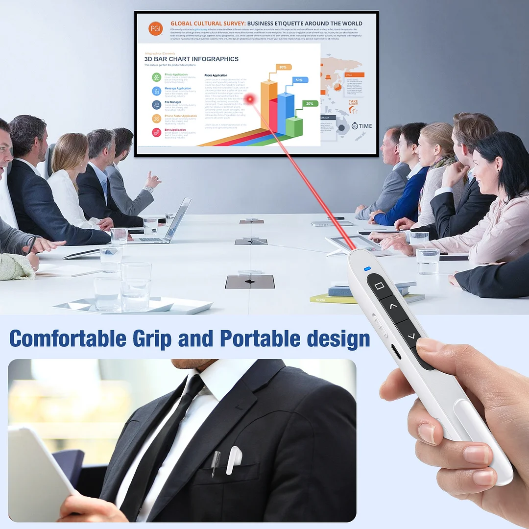 D203 USB C Presentation Clicker with Volume Control, Wireless Presenter ...