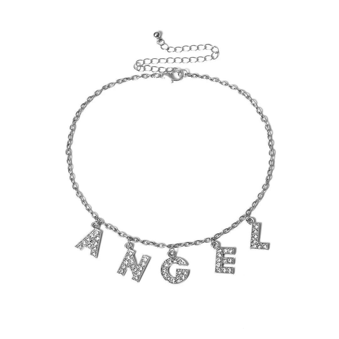 ANGEL RHINESTONE CHOKER NECKLACE
