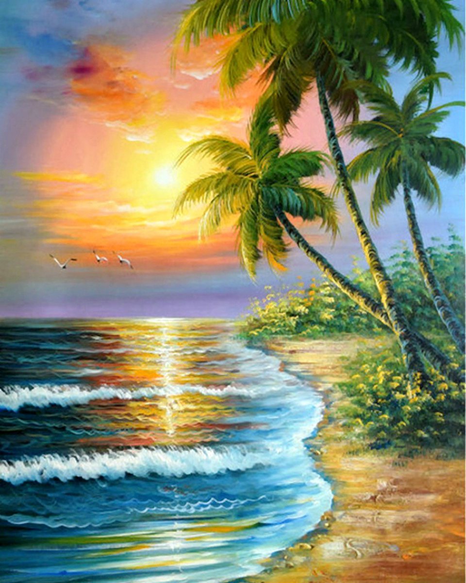 DIY Painting By Numbers | Coconut tree by the sea