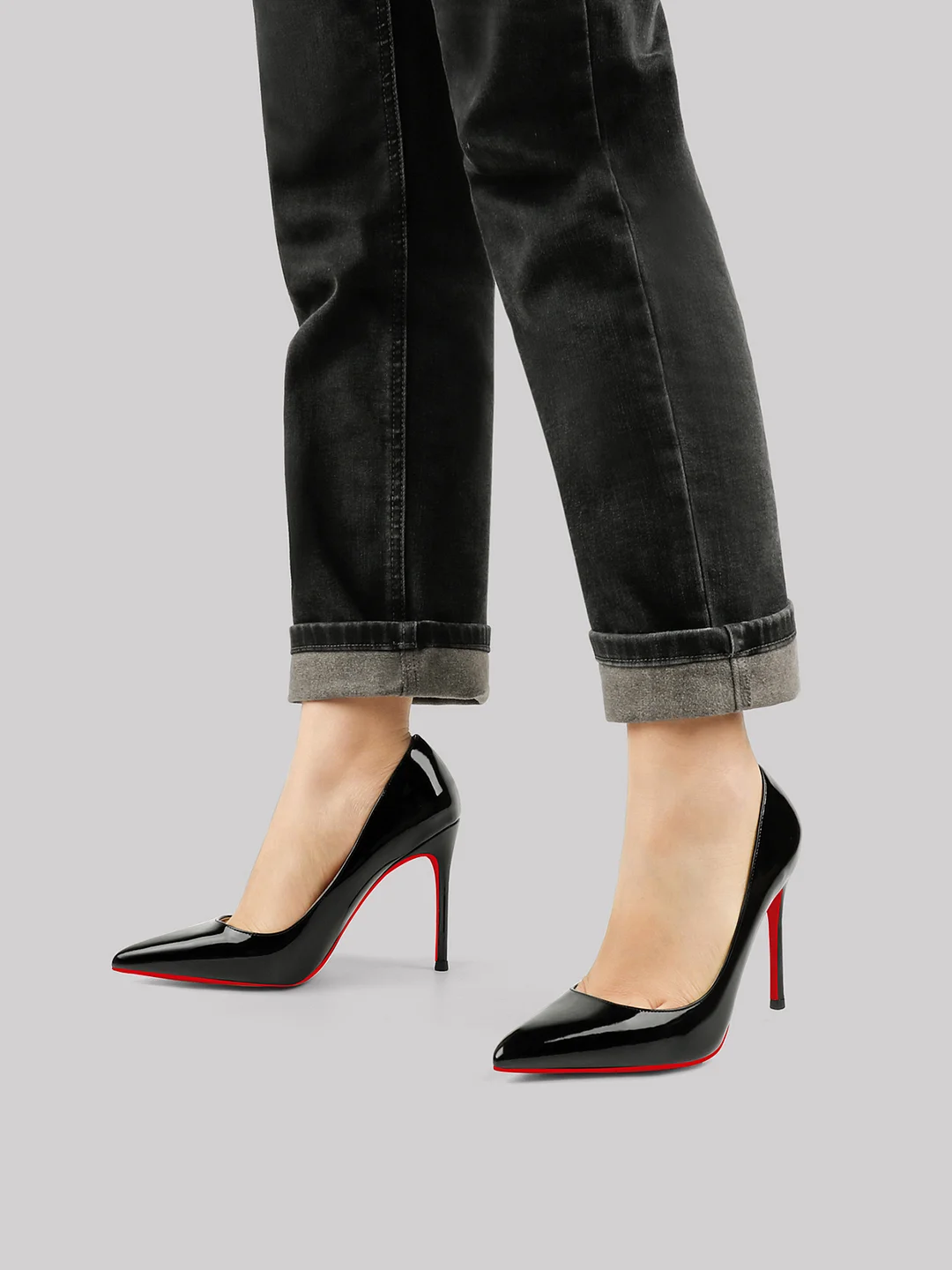 100mm Women's Classic Stiletto High Heels Pointed Toe Red Bottoms Shoes ...