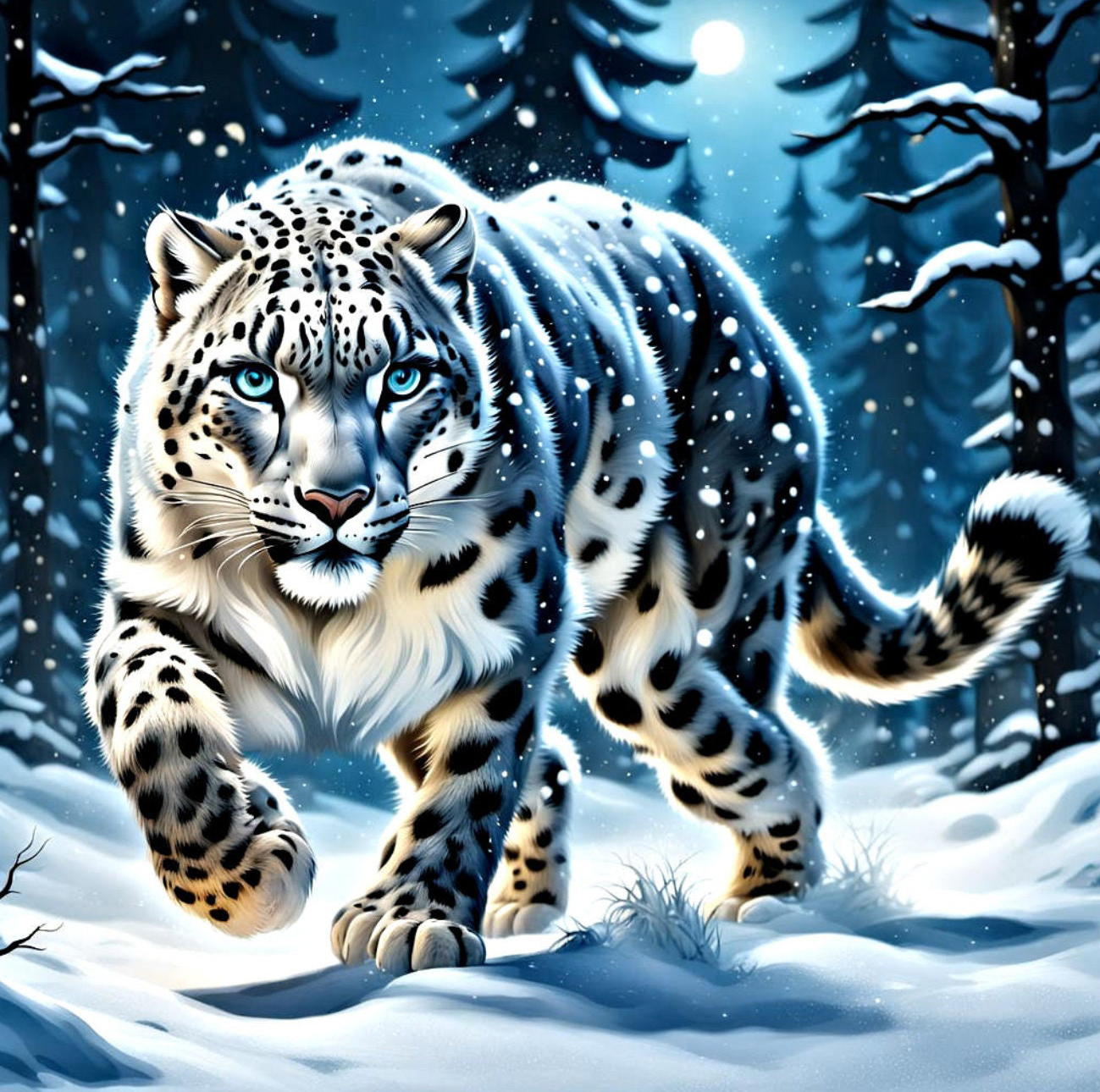 snow leopard-11CT Stamped Cross Stitch-50*50cm(Canvas)