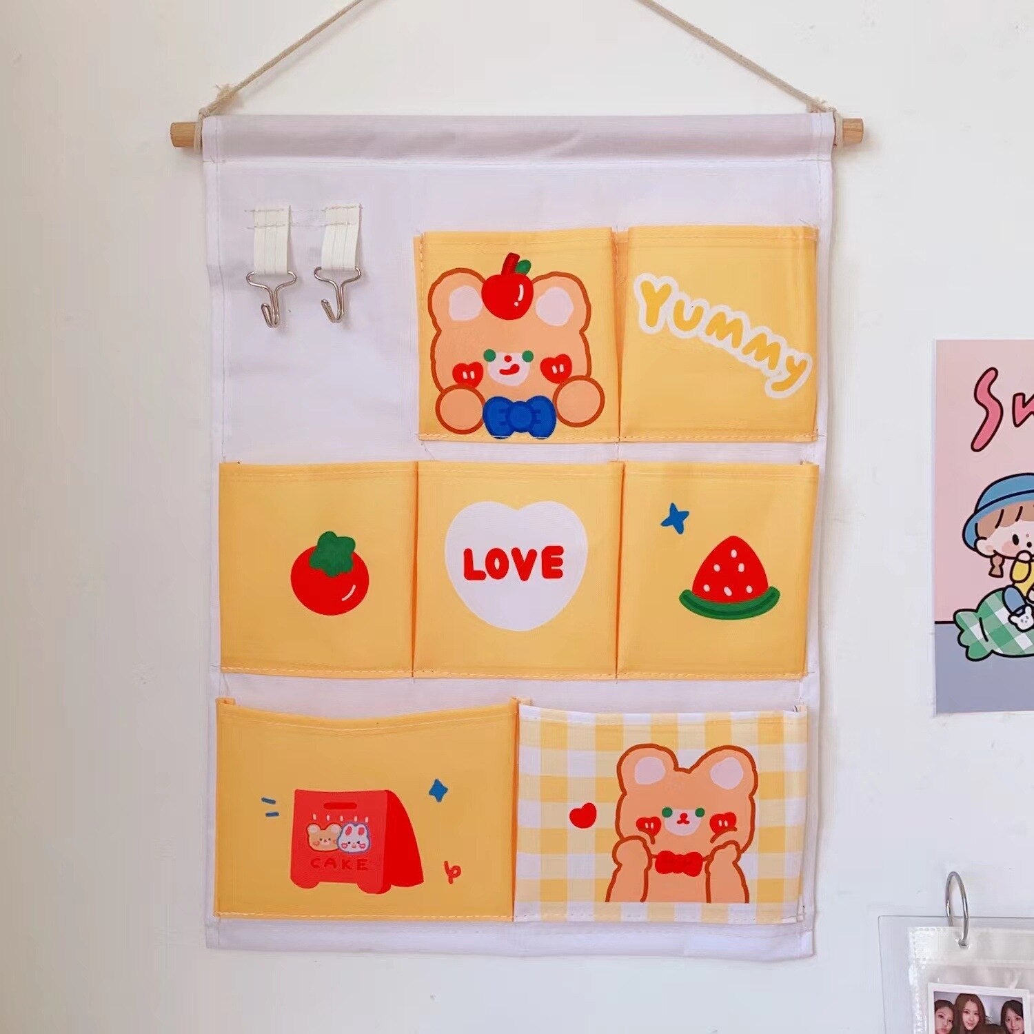 Home Decor Storage Bag Fabric Hanging Bag Cute Bedside Door Back ...