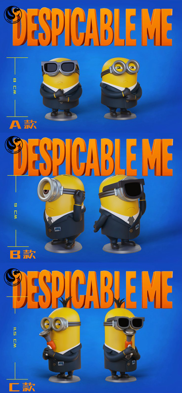 Small & Big Scale Agent Trio Minions - Despicable Me Resin Statue - ST ...