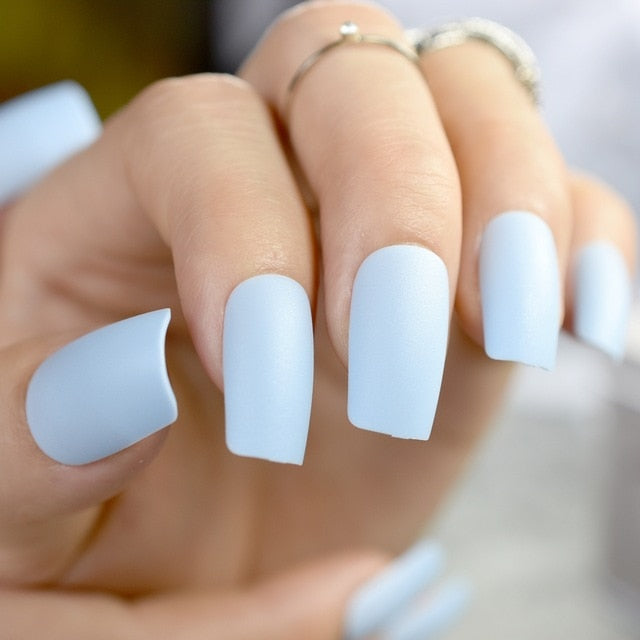 Matt Black Fake Nails Visible Trails of Planets Faux Ongle Square Press ...