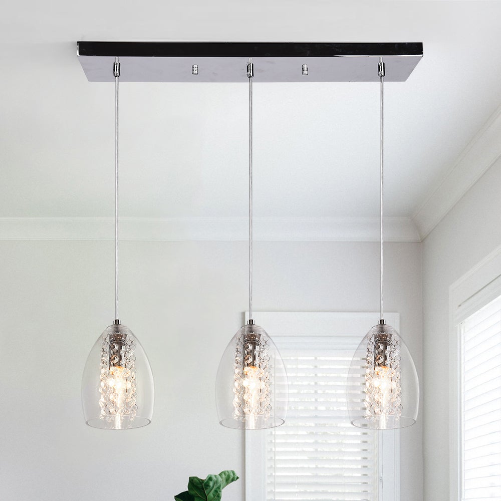 Contemporary Glass Bell Pendant Light - Sleek Design & Sparkling Glow