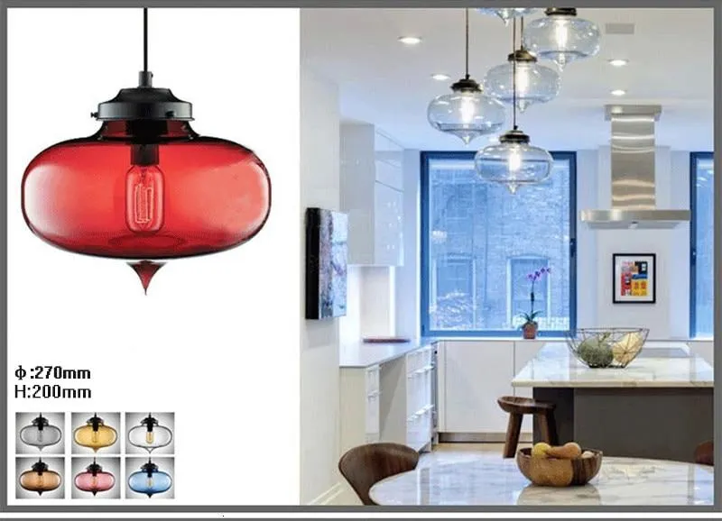 Modern Loft E27 Glass Bowl Pendant Lights Colorful Simple Hanging Lamps ...
