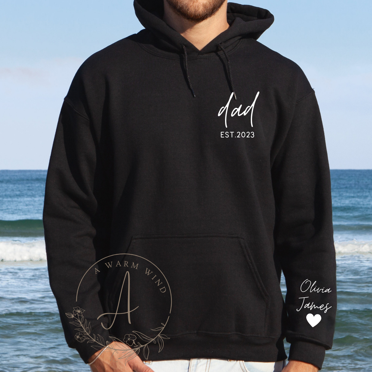 Dad Est Sweatshirt with Kids Names,Gifts for Dad