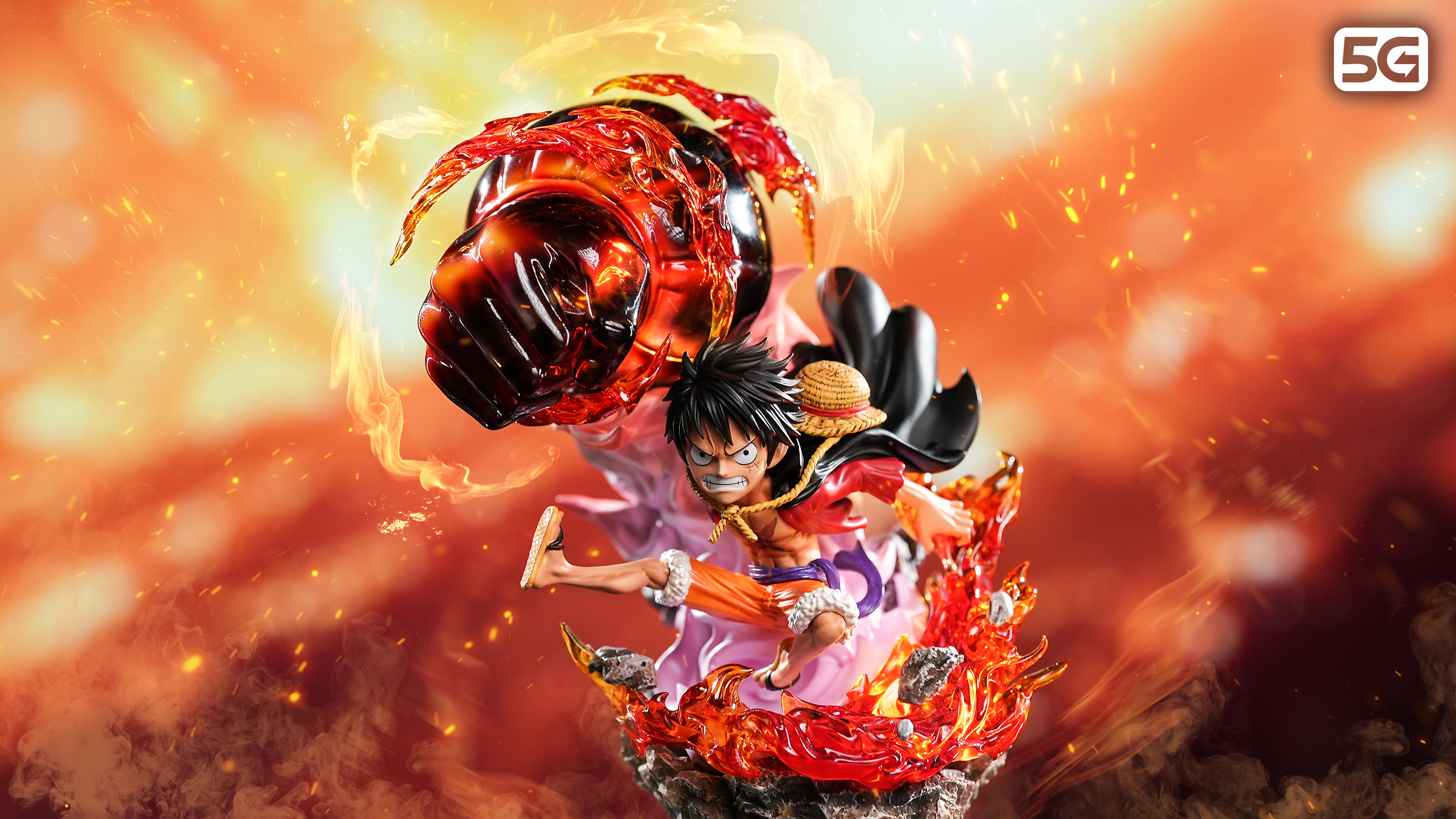 WCF Scale Fire Punch Monkey D. Luffy with LED - ONE PIECE Resin Statue ...
