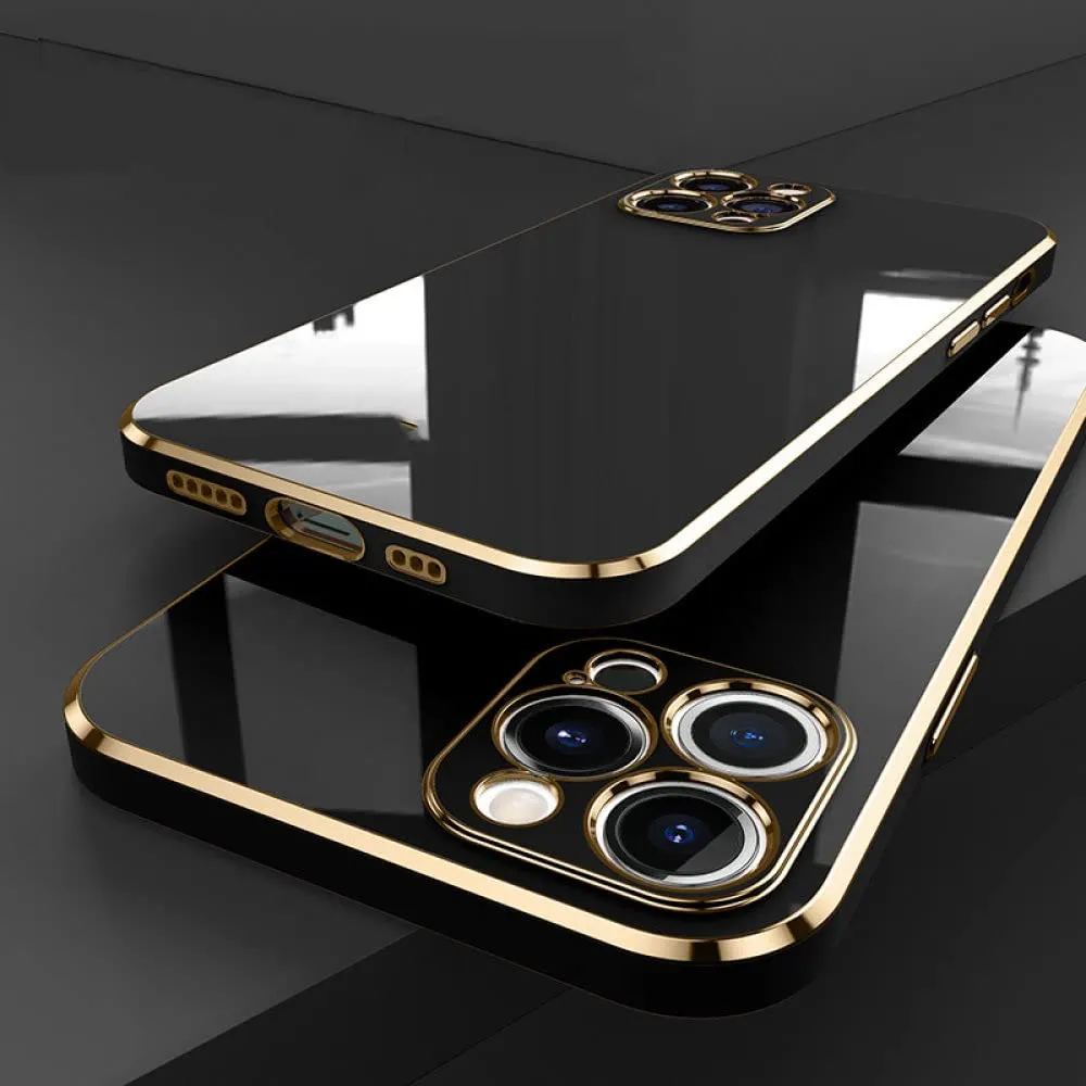 Square Electroplated Solid Color iPhone Full Protection Case