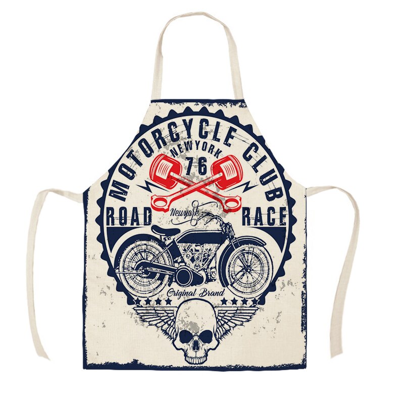 Linen Kitchen Apron - Motorcycle