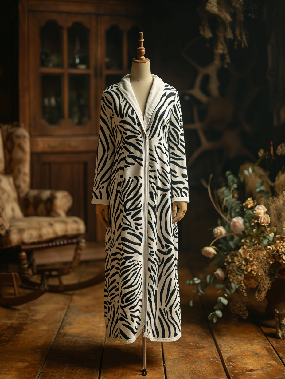 Zebra Cotton Zip Sleep Robe