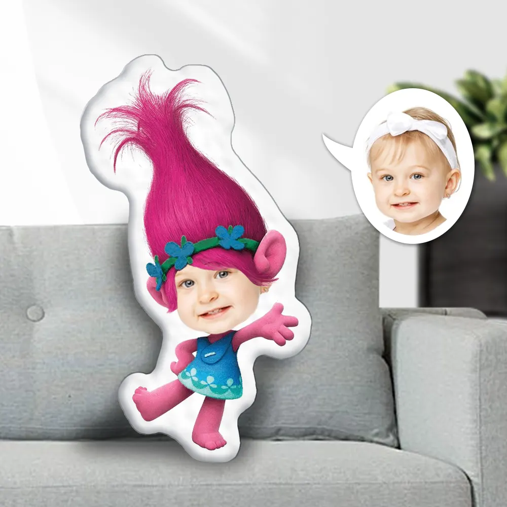 Custom Photo Face Pillow, Trolls Band Together Poppy Face Pillow, Face ...