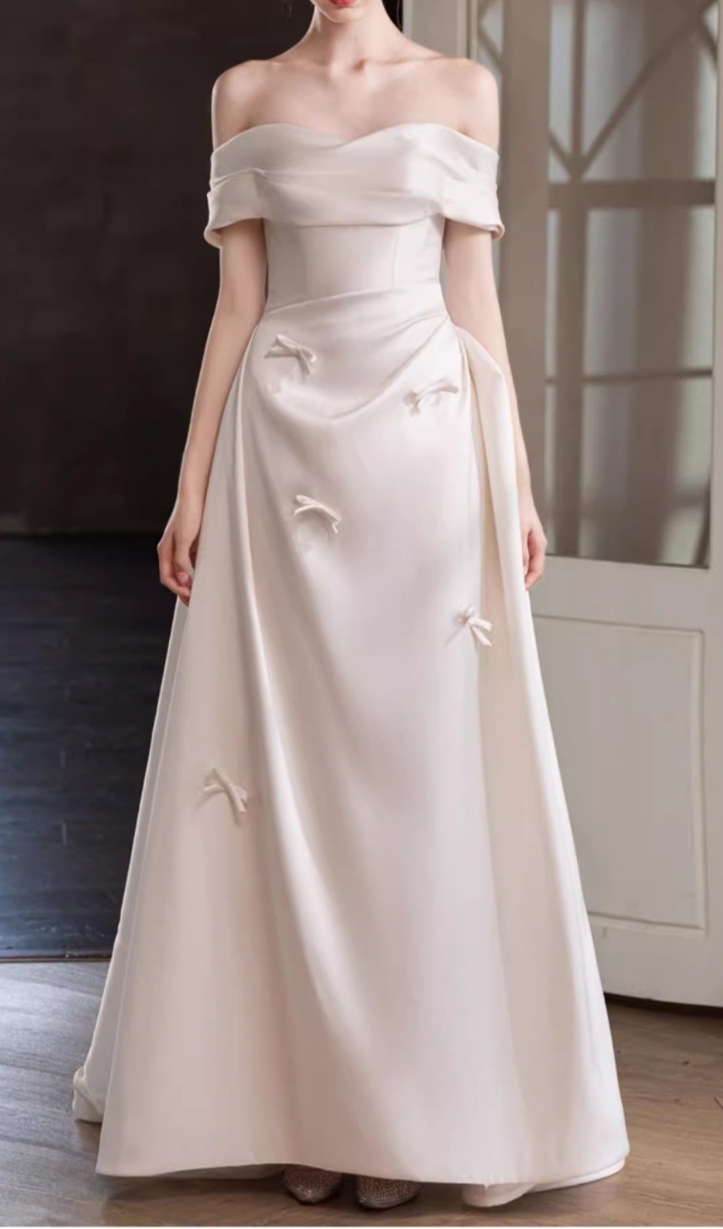 Flowering Girl Women Destiny Off-Shoulder Bow Wedding Dress