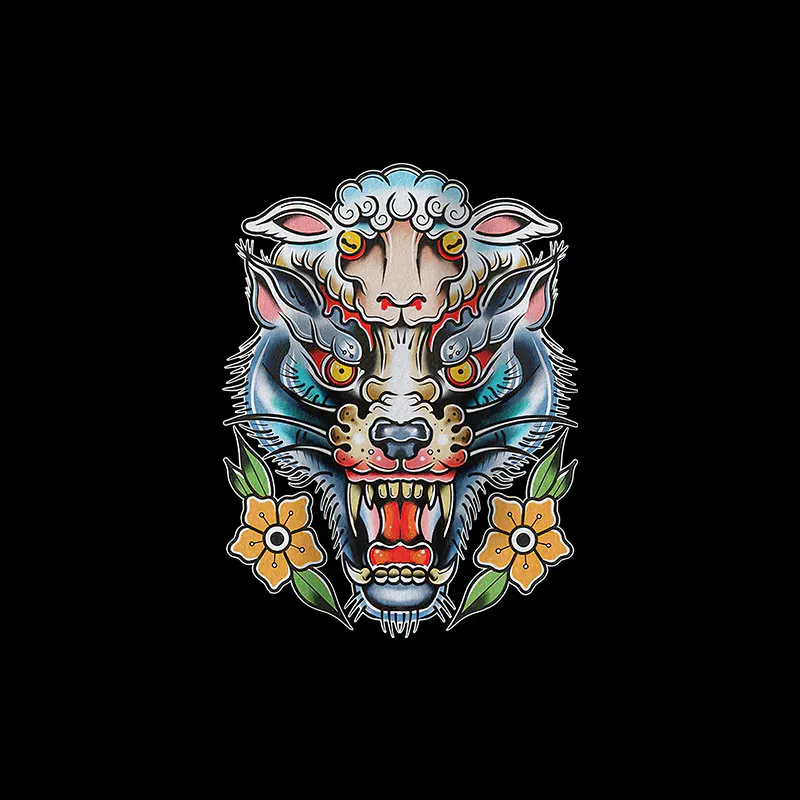 Firece Wolf Beast Graphic Black Print T-shirt