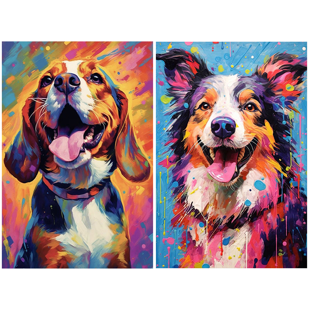 (Multi-Style)Laughing Puppy-Paint by Numbers Acrylic Painting 40*60CM