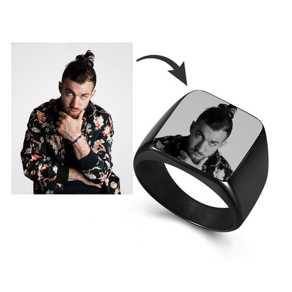 Personalized Photo Signet Ring Custom Photo Ring Gifts for Love One