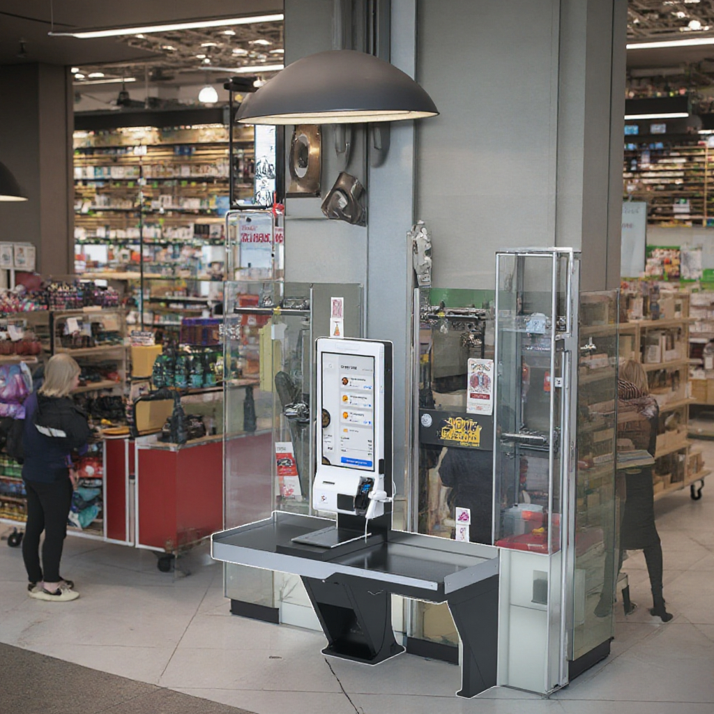 RFID Supermarket Self-Checkout Kiosk with Touchscreen Indoor Use RFID ...