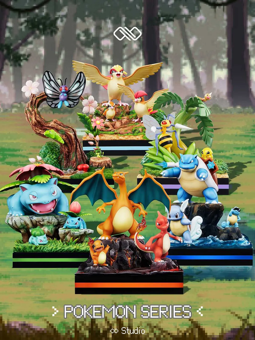 1/20 Scale World Zukan Evolution of Pidgeot Set - Pokemon Resin Statue ...