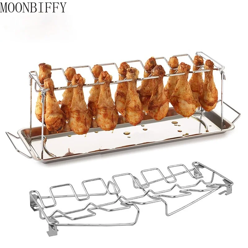 Athvotar Beef Chicken Leg Grilled Rack 14 Slots Stainless Steel BBQ ...