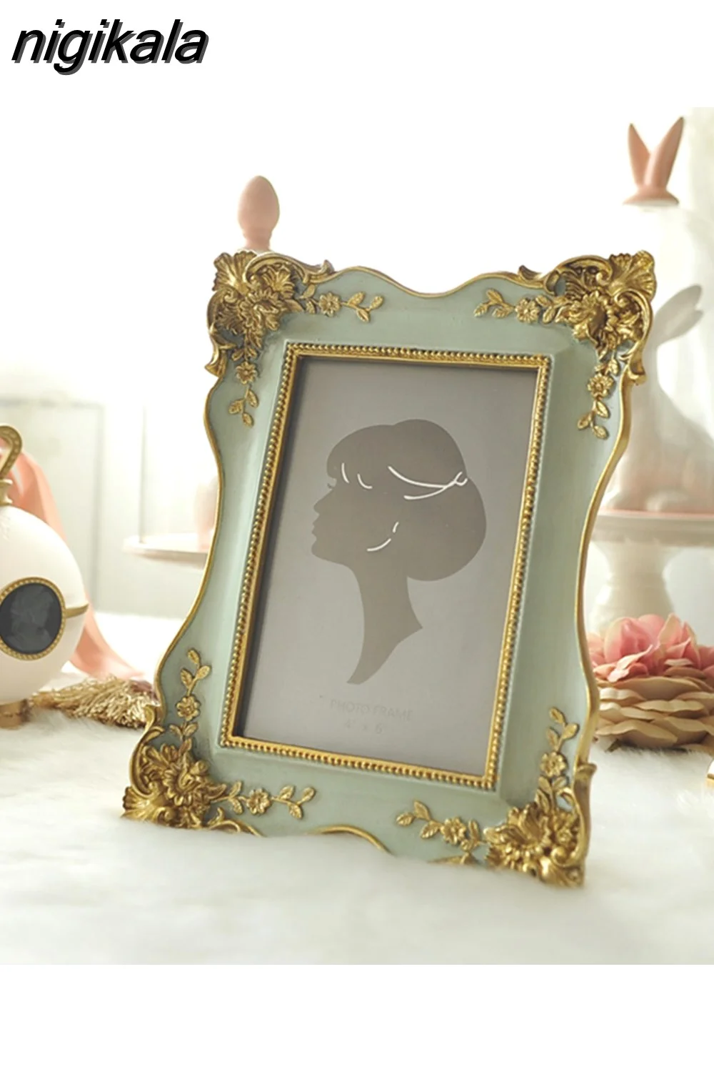 nigikala photo frame creative table European painted gold resin photo ...
