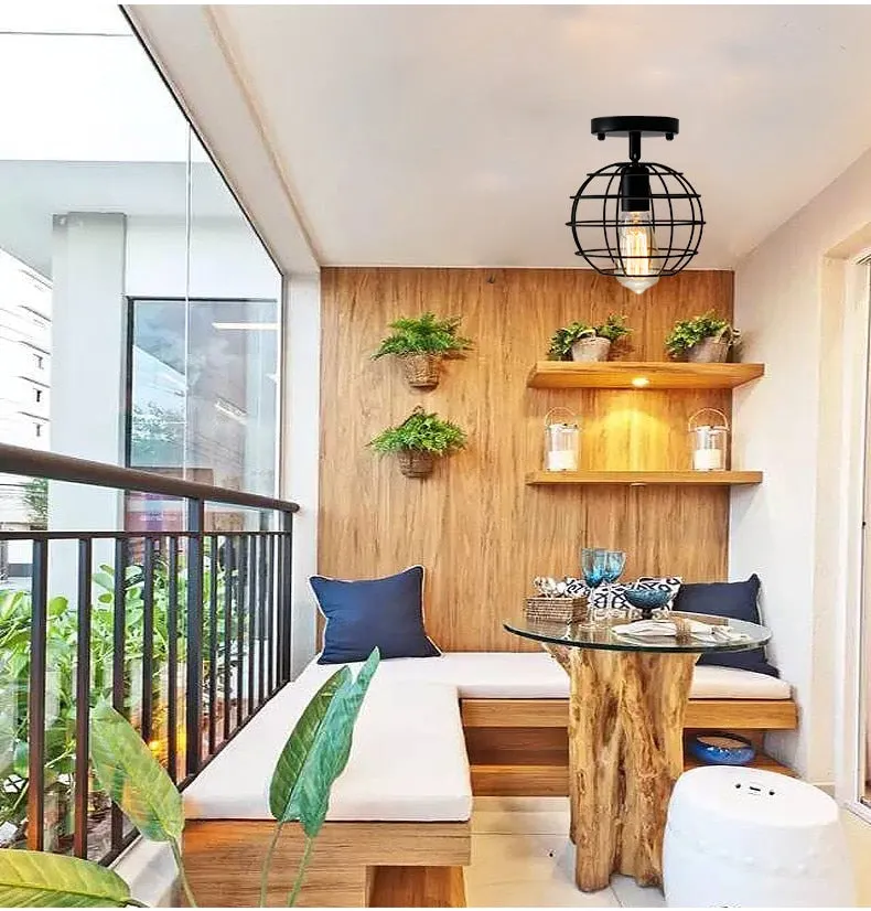 Modern Led Ceiling Lights Adjustable Angle Iron Cage Loft Bulb Ceiling ...