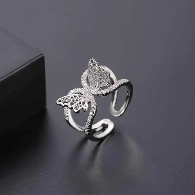 RHINESTONE BUTTERFLY OPEN RING(2 PCS)