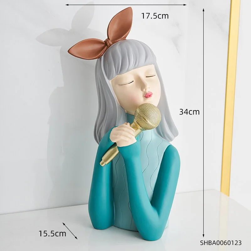 Home Decoration Accessories For Living Room Modern Singing Girl Statues ...