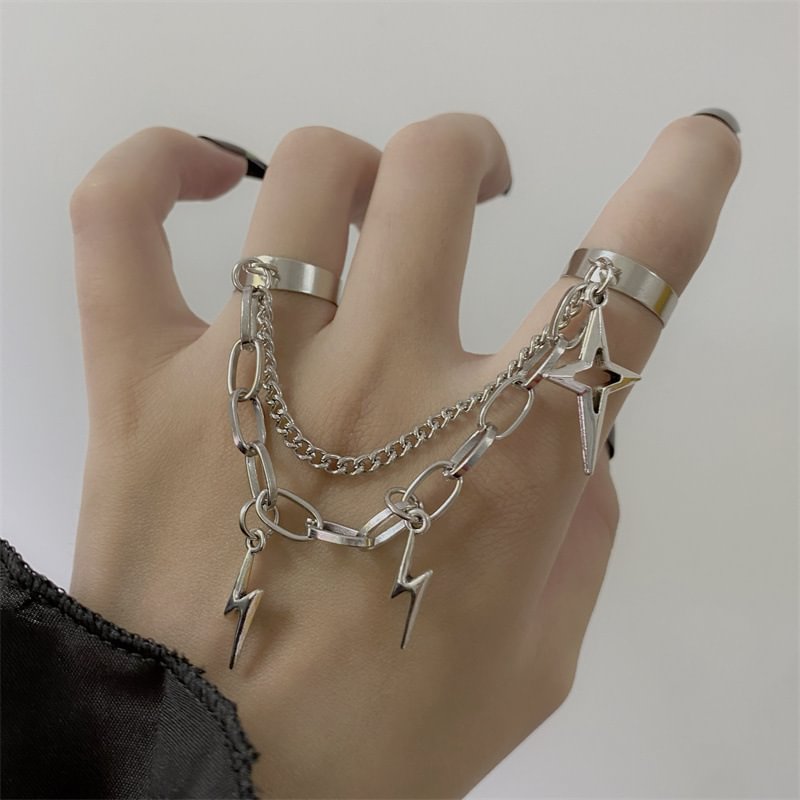 DARK CHAIN DOUBLE OPEN RING