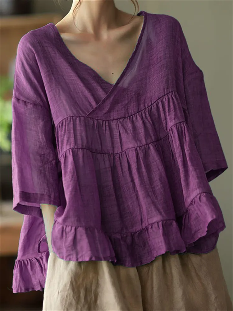 Vintage Ruffle Tiered Oversize Flowy Tunic