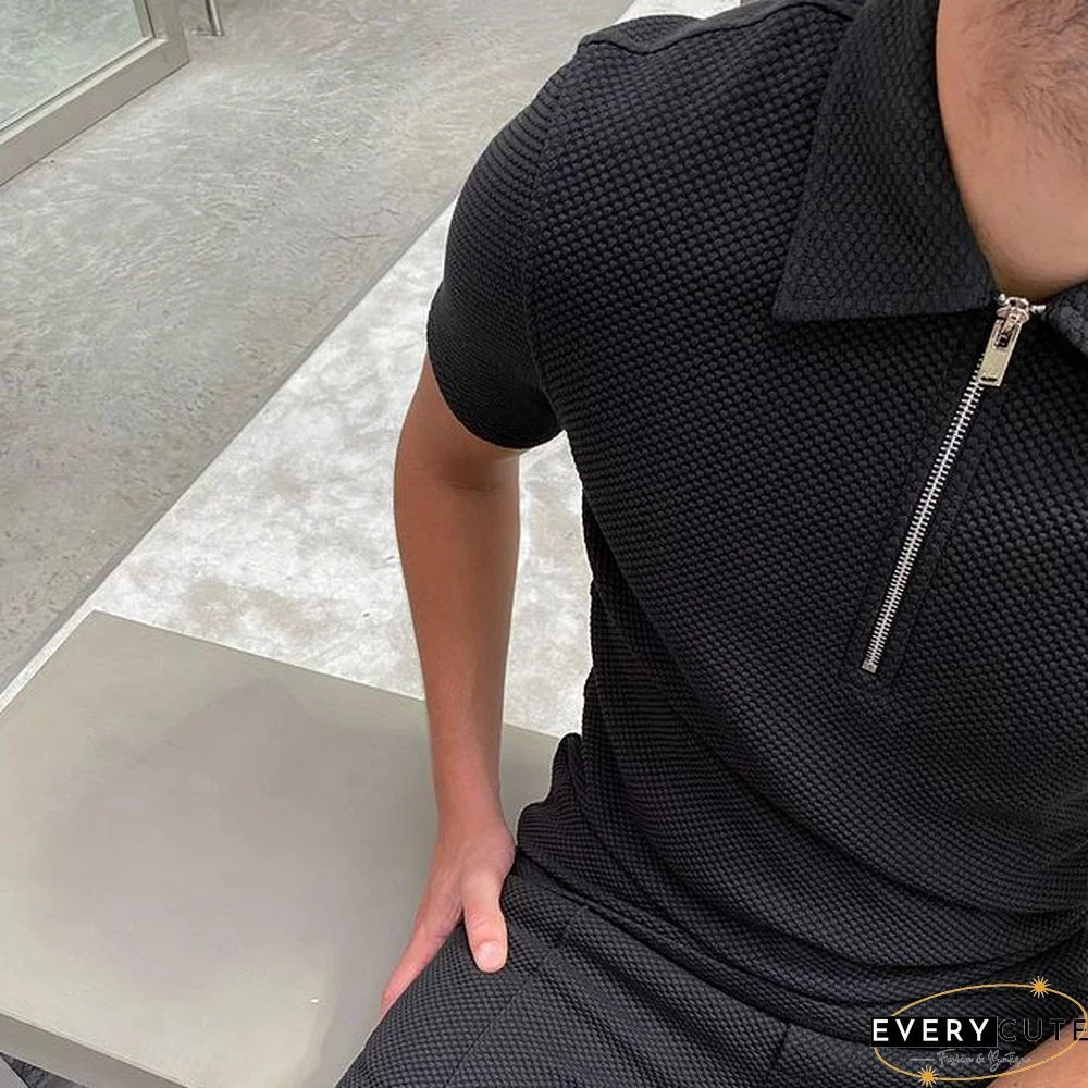 Wavy texture polo shirt