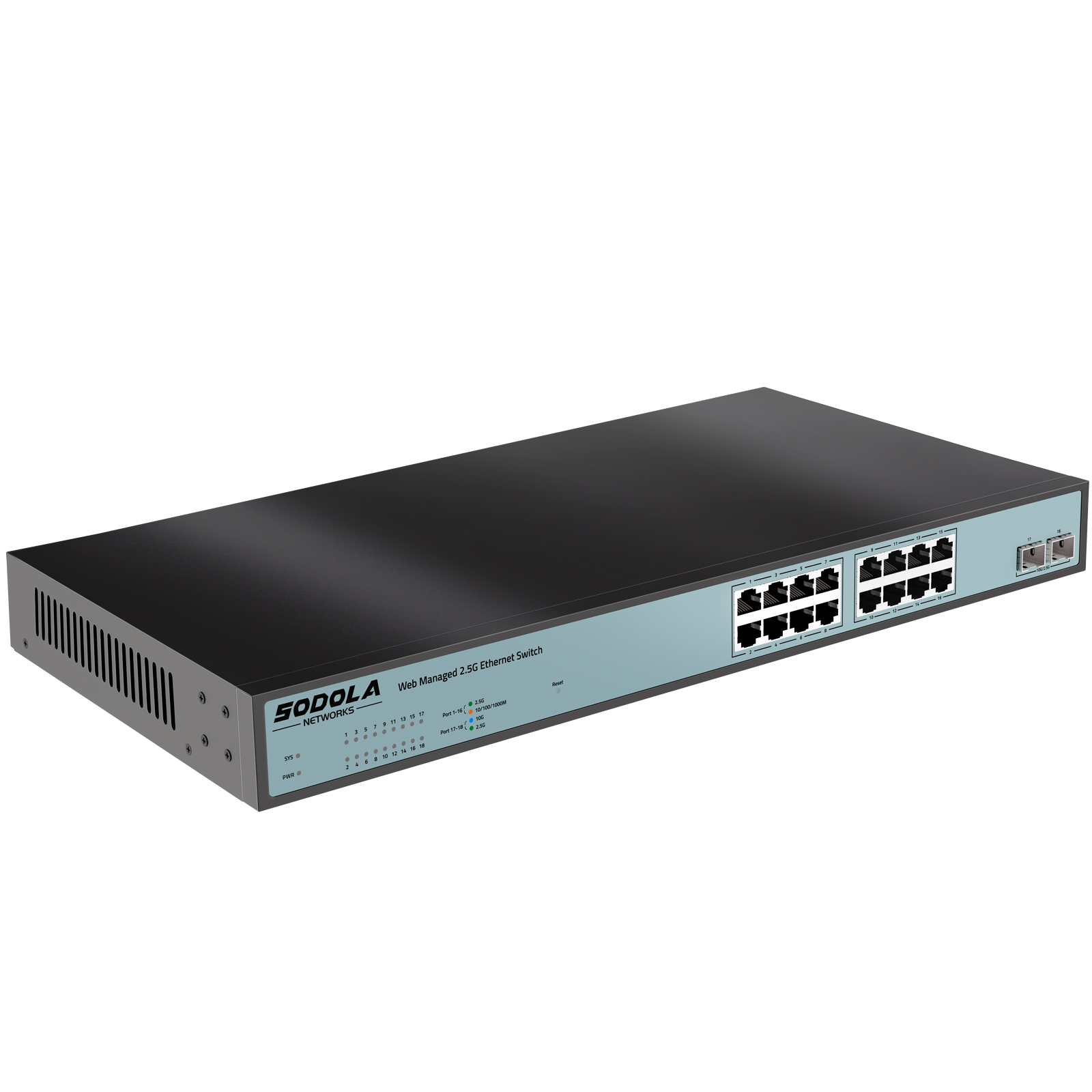 SODOLA 16 Port 2.5G Easy Web Managed Switch,16 x 2.5G Base-T Ports, 2 x ...