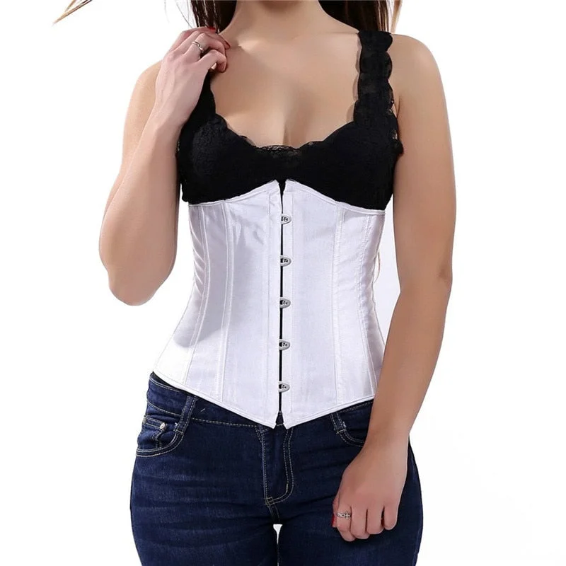 Sapubonva Fashion Satin Underbust Corset Bustier Lingerie Plus Size