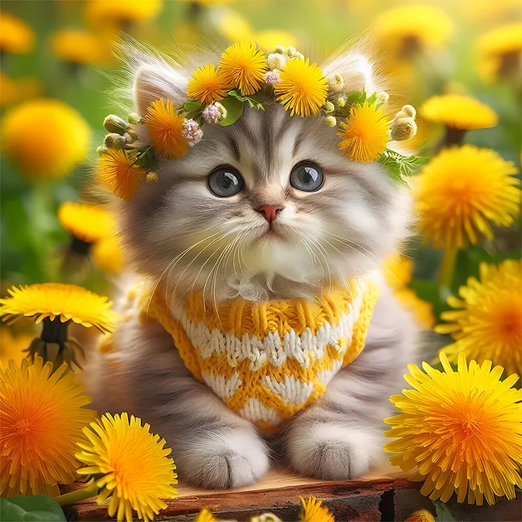 Kitten 30*30CM (Canvas) Full Round Drill Diamond Painting