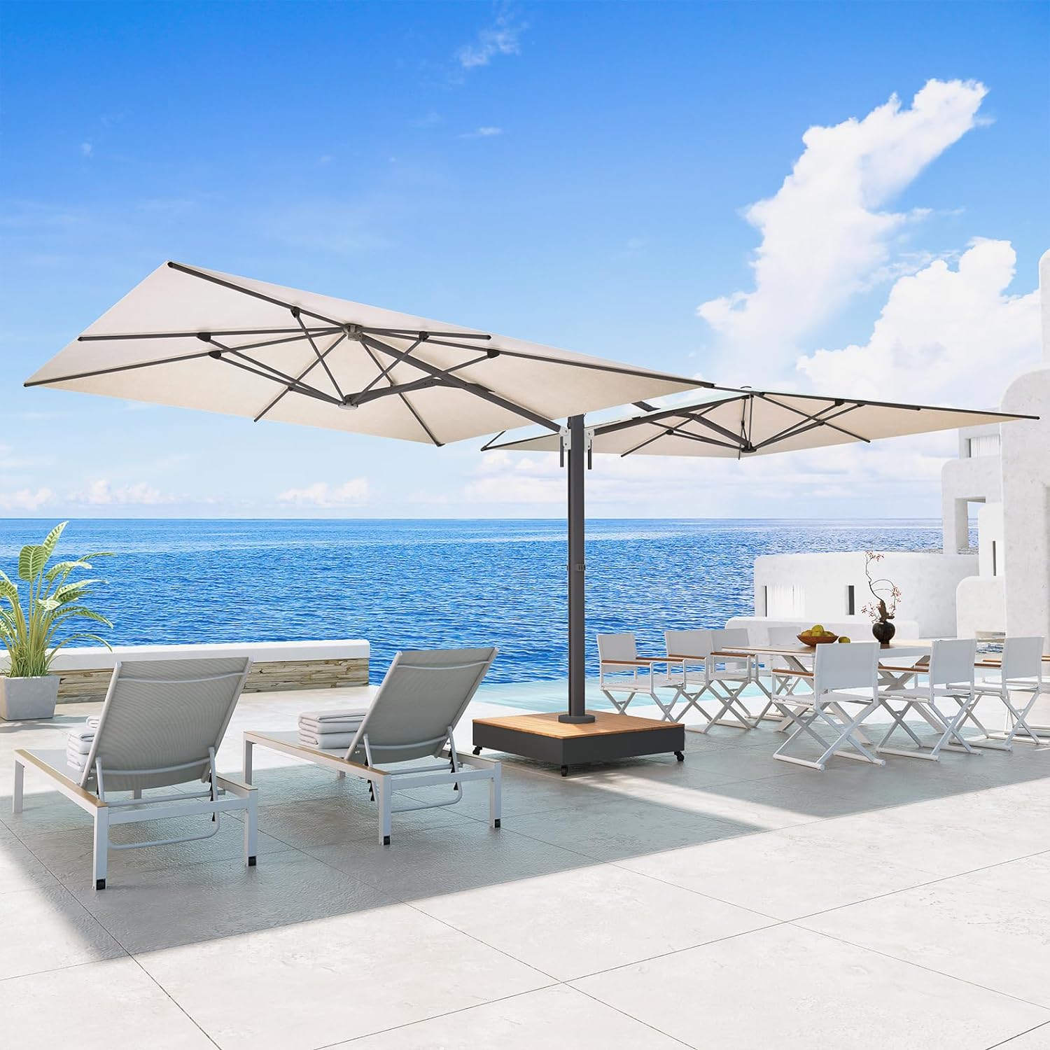 GRAND PATIO 10x10 FT Large Double-Sided Patio Umbrella with Base ...