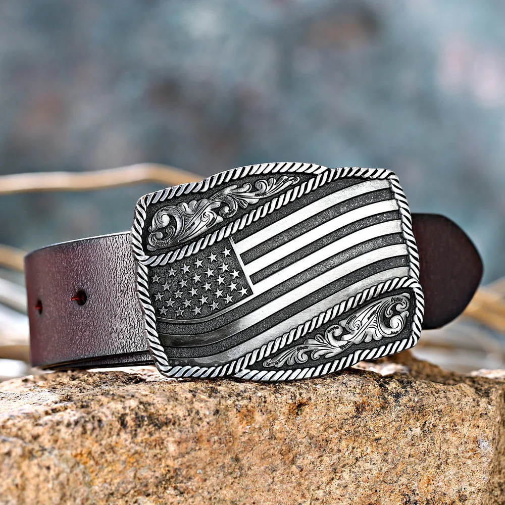American Flag Square Belt Buckle