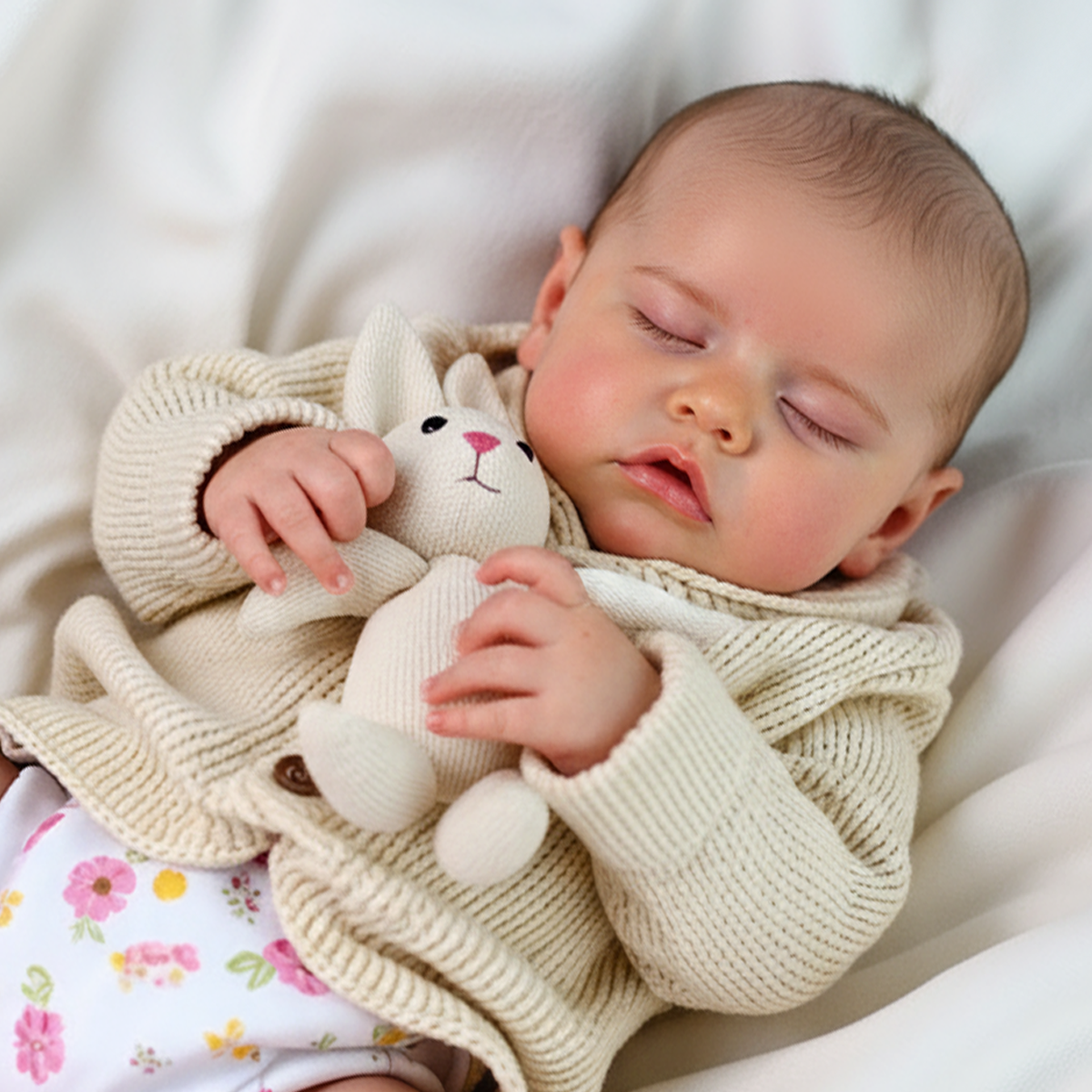 [Heartbeat Coos & Breath] Sleeping Reborn Baby Girl with Rosy Cheek ...