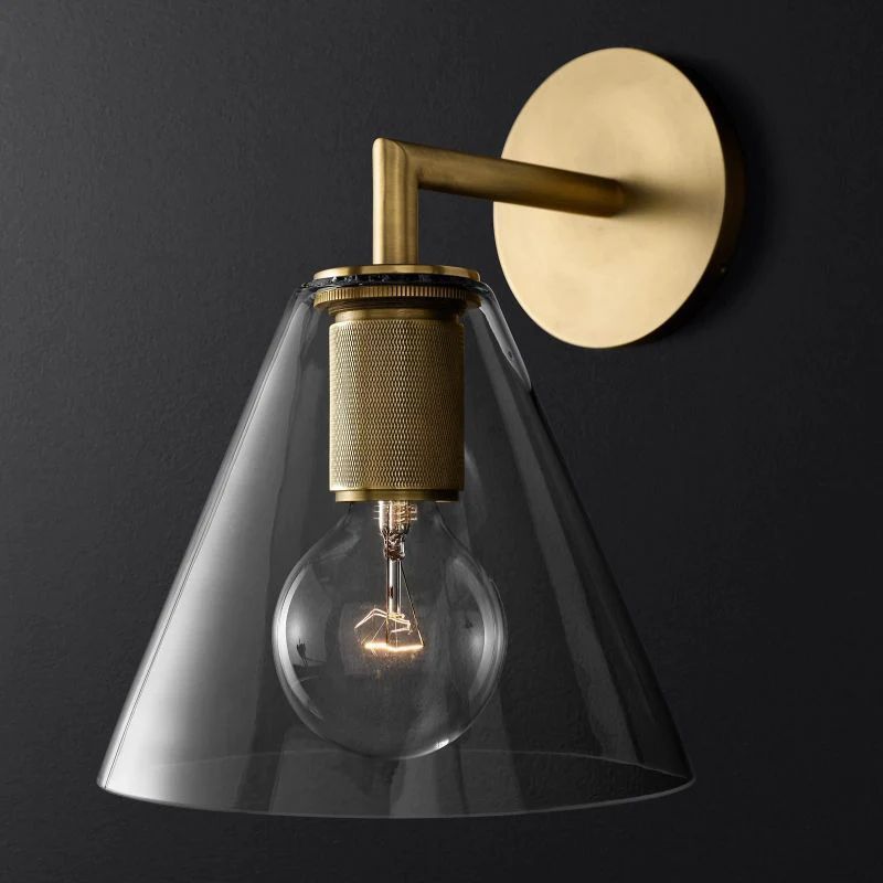 Machinist Glass Funnel Shade Wall Sconce For Dining Room Vjlight