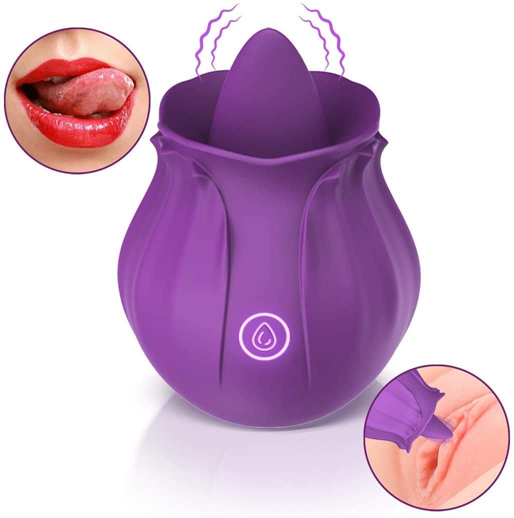Rechargeable Pink Rose Toy With Tongue