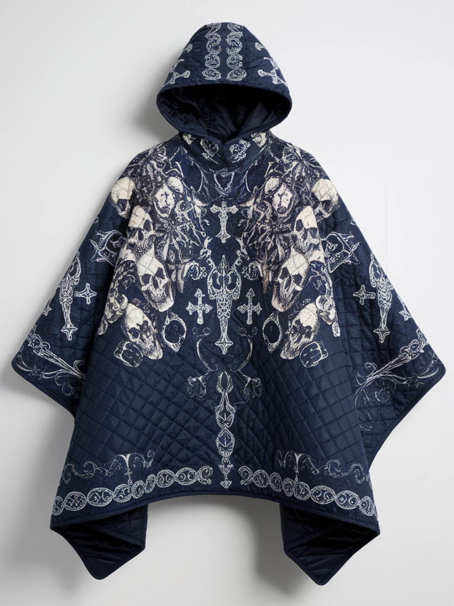 Quilted printed hooded thermal cloak 2a41