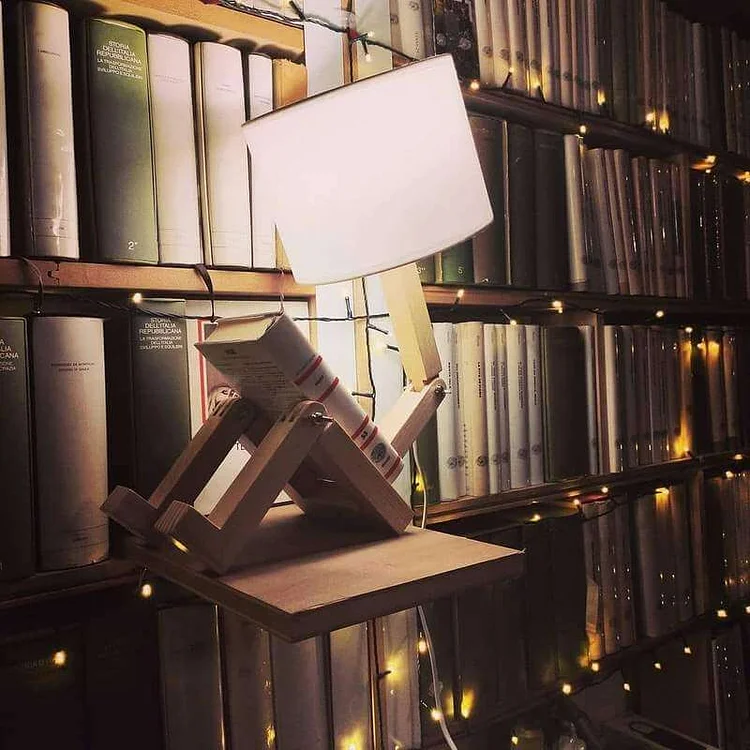 Creative Wooden Robot Table Lamp