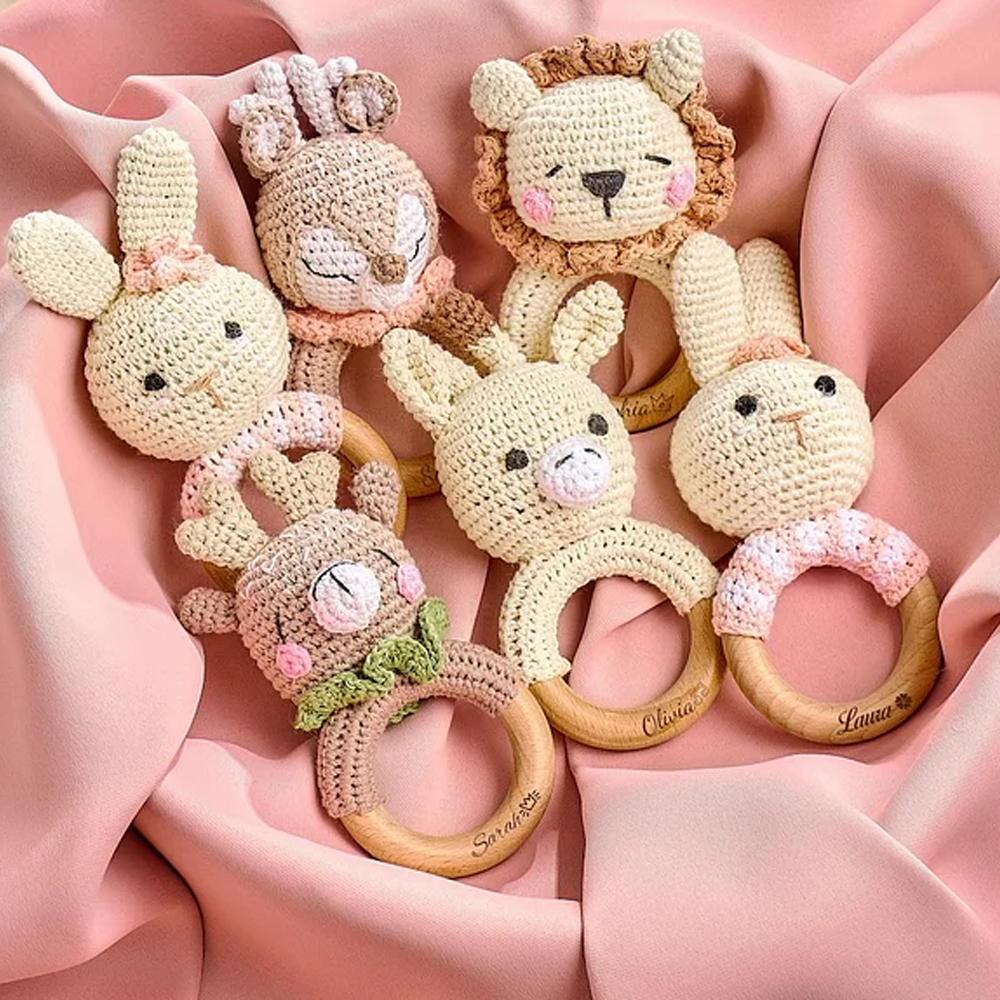 Personalized Baby Rattles Animal Rattle with Babies Name, Custom Baby ...