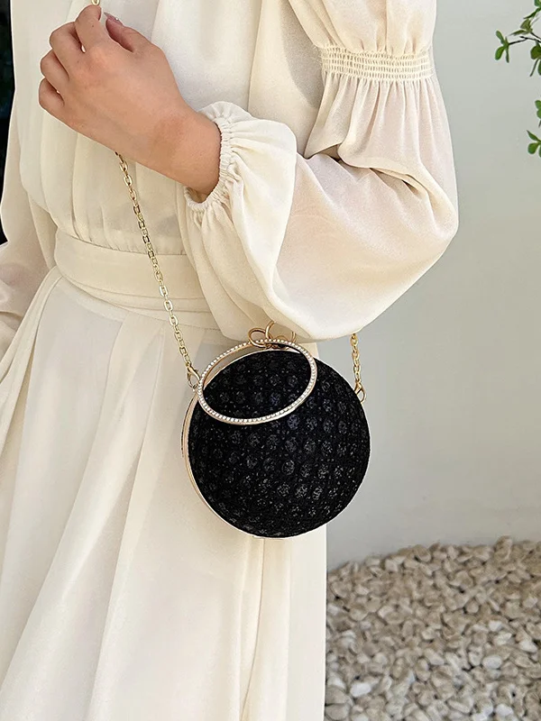 Chic Chains Geometric Rhinestone Shiny Crossbody Evening Bag