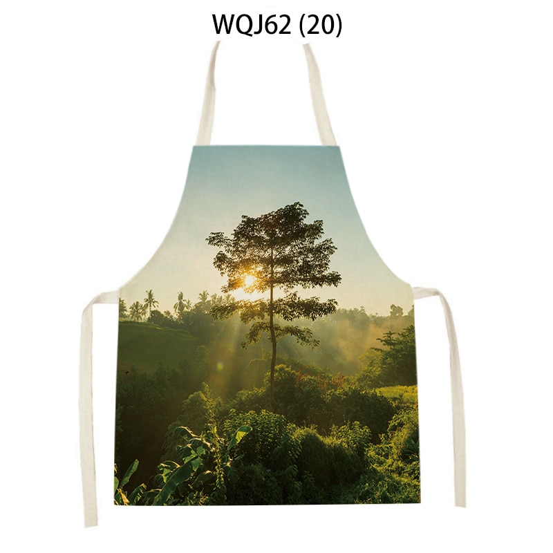 Linen Kitchen Apron - Waterfall beach scenery