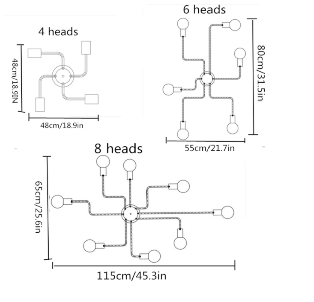 Modern Pendant Lights Hanging Vintage Multiple Rod Wrought Iron Ceiling ...