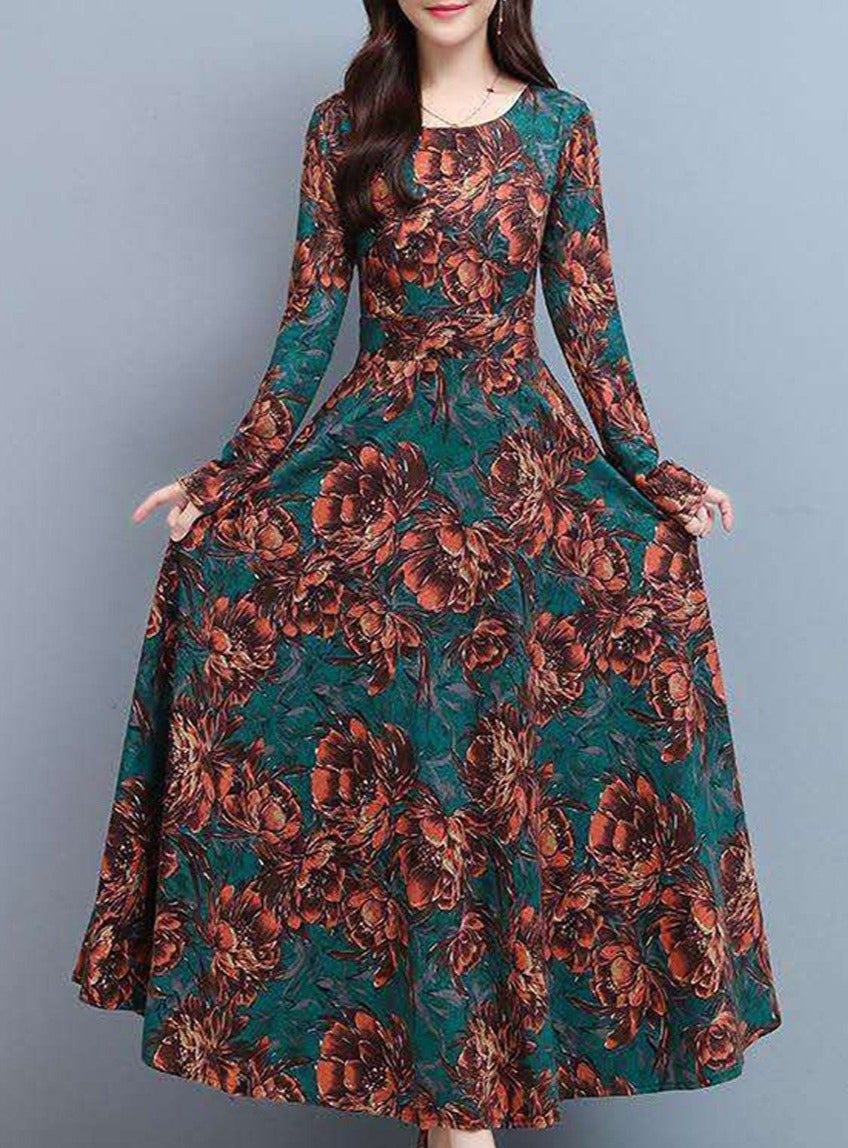 Over The Knee Print Dress