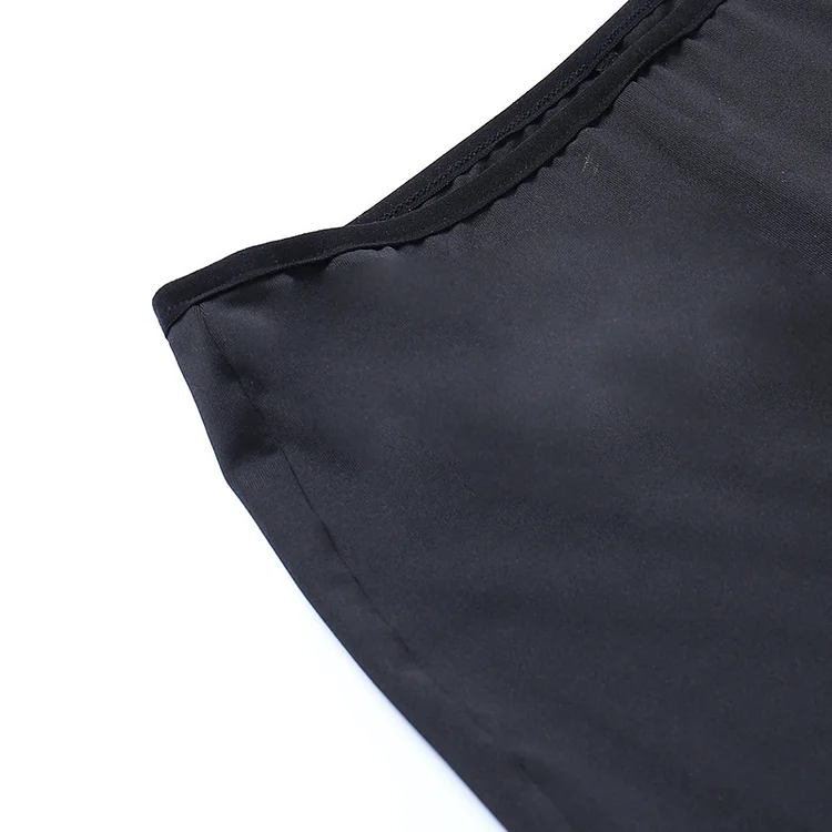 Statement Goth Lace Paneled Cross Embroidered Flare