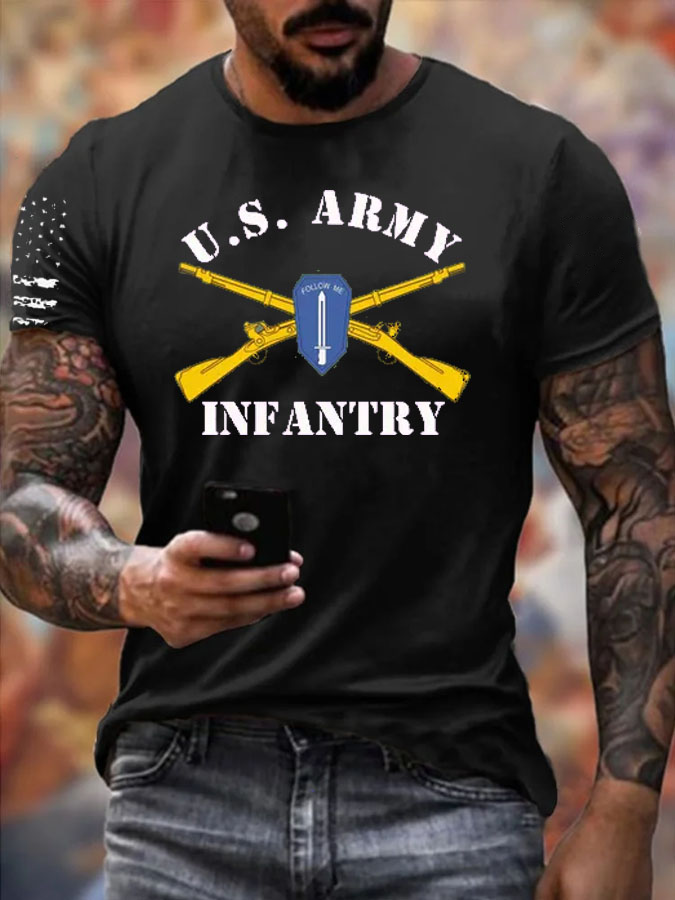 Men' s US Army Infantry Pattern Cotton T-Shirt