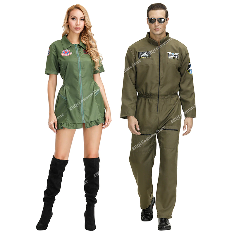 Billionm Costume Men Women Fighter Pilot Costume Adult Plus Size TOP ...