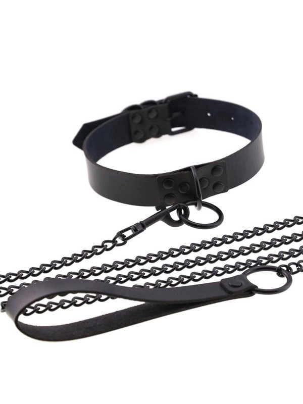 Basic Solid Color Choker with Detachable Chain